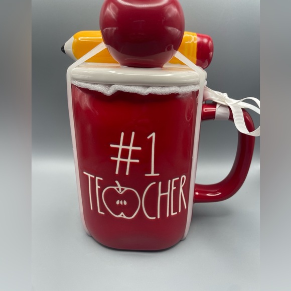 Rae Dunn | Dining | Rae Dunn Teacher Mug With Apple And Pencil Topper ...